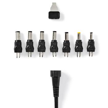 Practical universal mains adapter with 7 DC interchangeable plugs, 5 ...