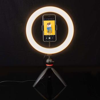 Profi Ringlicht mit Stativ - LED Tischringlicht für Selfies, Vlogs ...