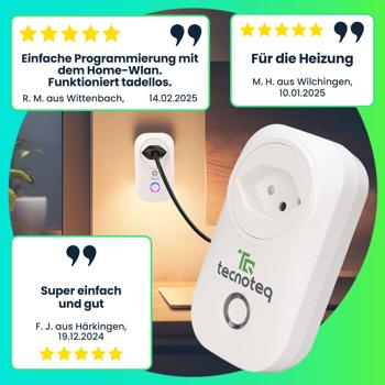 Smarte WLAN-Steckdose mit Strommessung: WiFi-Funkschalter (weiss) für ...