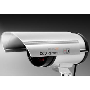 set of 2 realistic dummy surveillance cameras: signal LED, dummy, gray ...