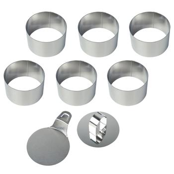 6 professional dessert & food rings, Ø 8 cm x height 5 cm, incl. lifter ...