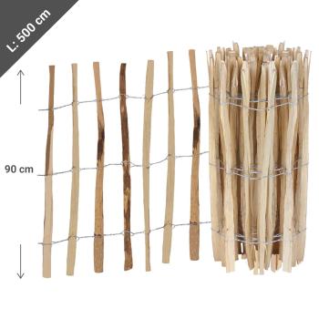 Robust hazelnut picket fence with wire: 90x500cm garden fence for a ...