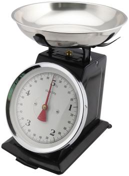 Retro analog kitchen scale up to 5 kg with tare function, black, metal ...