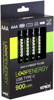 4er-Set Loop-energy Li-Ion-Akkus AAA / Micro mit USB-C, 600 mAh, 1,5 Volt - Elektronik, Technik ...